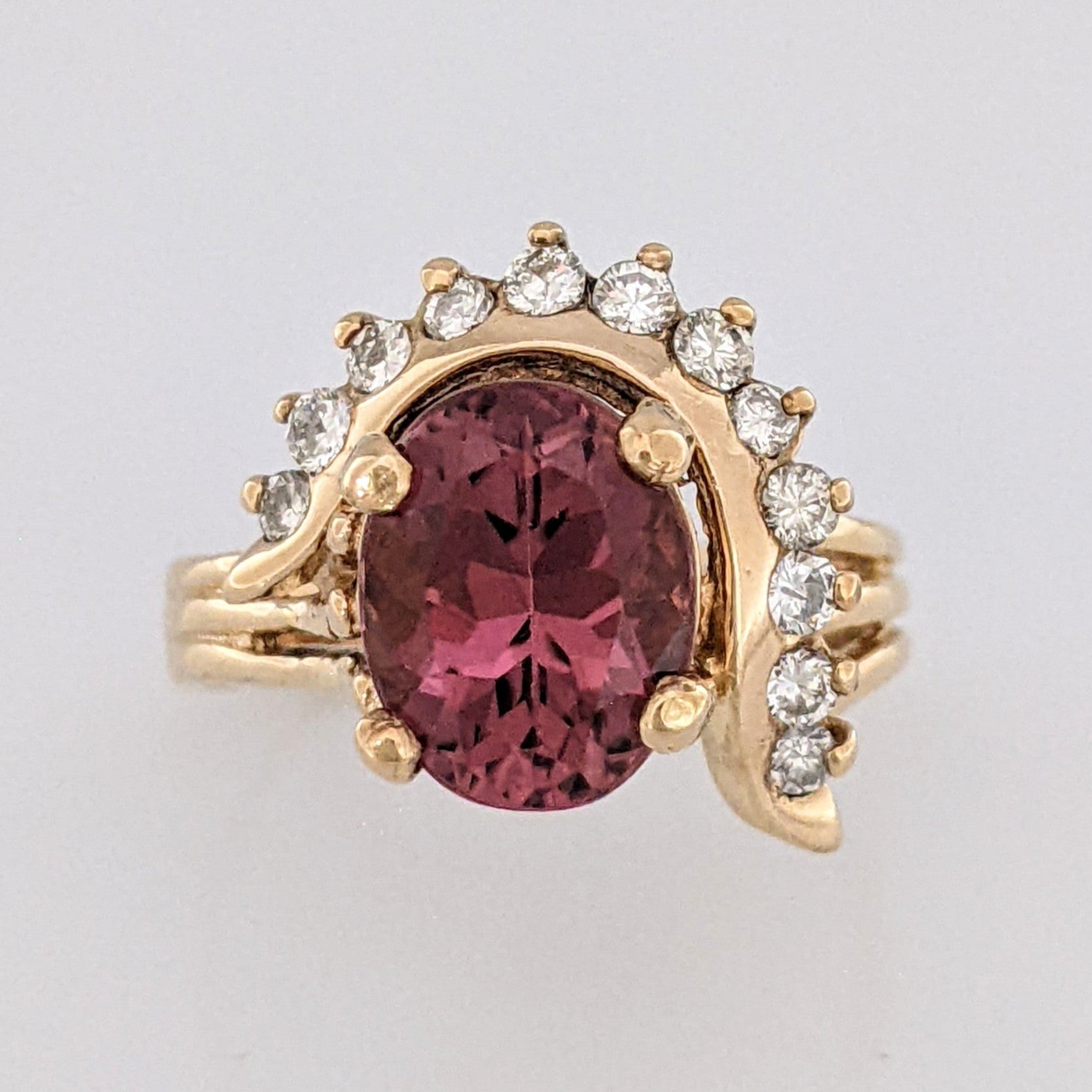 10K RASPBERRY TOURMALINE OVAL 8X10 WITH .50 DIAMOND TOTAL WEIGHT ESTAT – Republic Jewelry ...